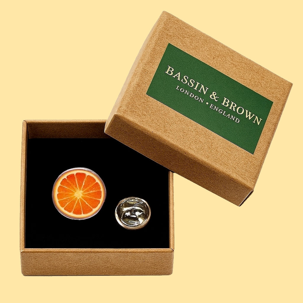 Bassin and Brown Sliced Orange Fruit Lapel Pin – Elegant Accessory – Bassin And Brown