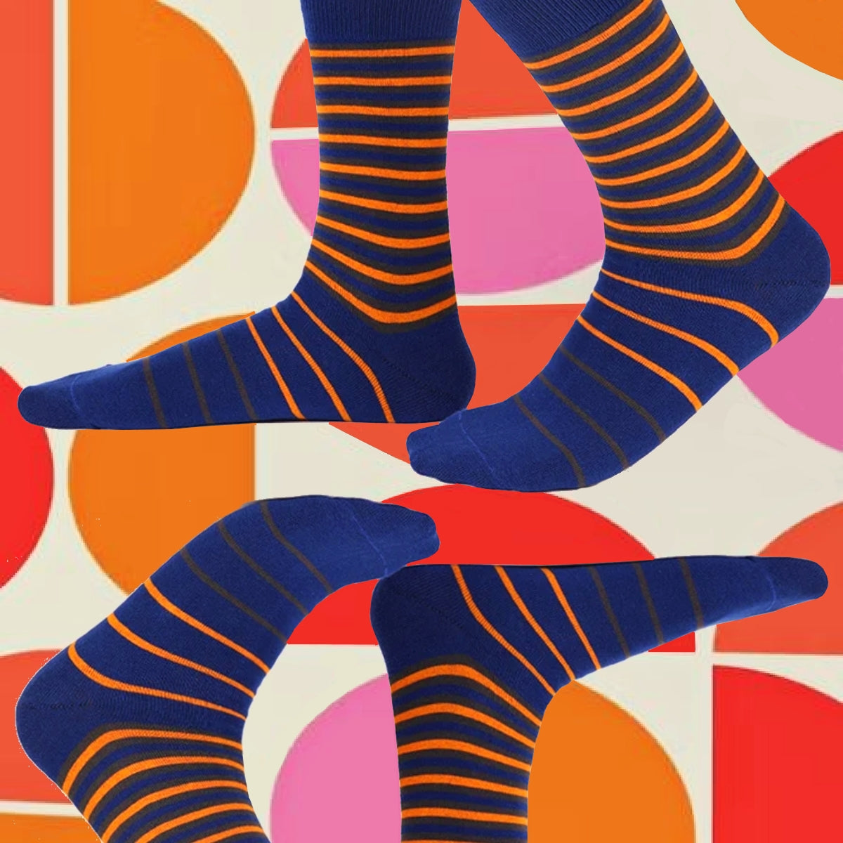 Darwine | Multi Striped Socks | Navy | Orange| Khaki |Bassin and Brown ...