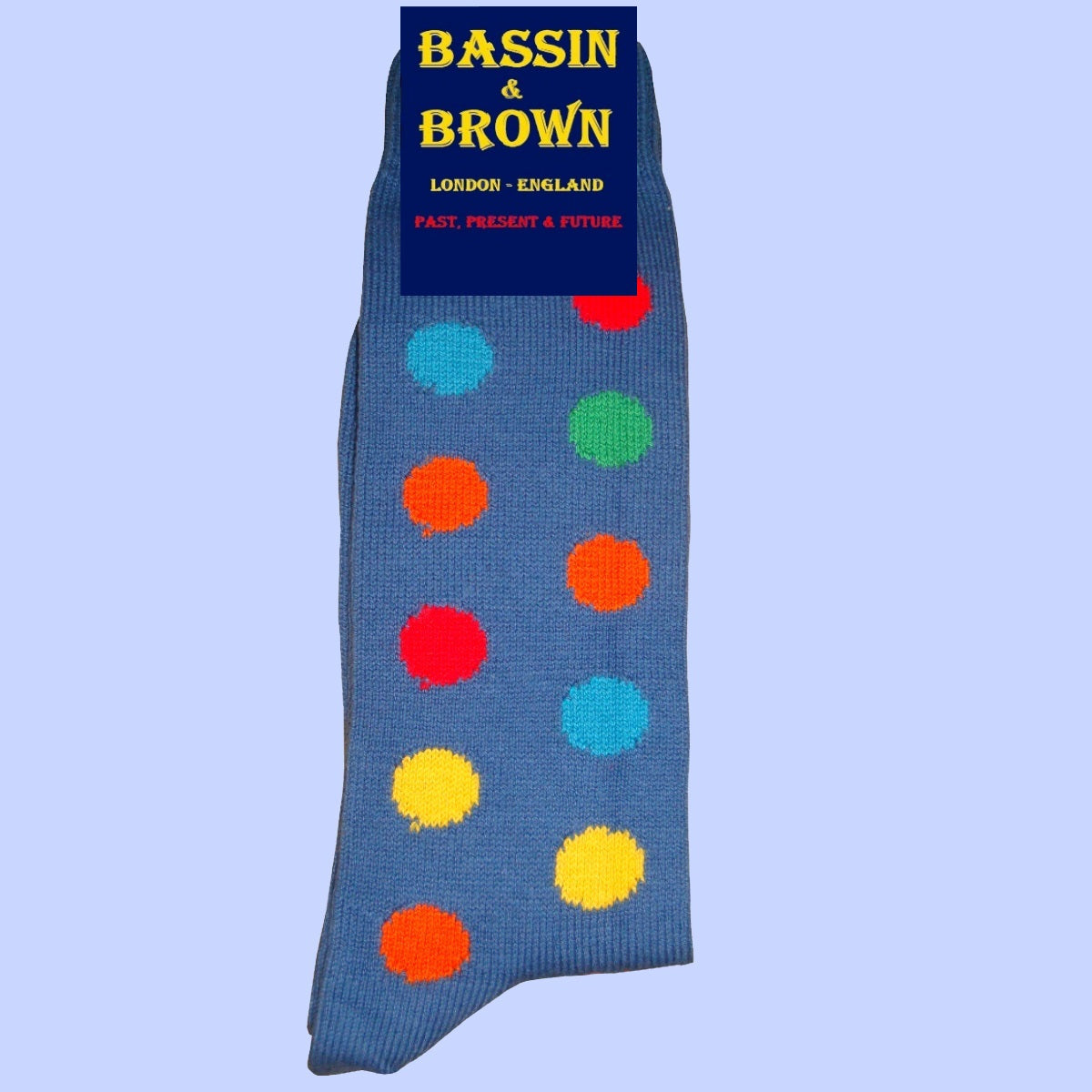 Spotted Cotton Socks | Blue | Made In Engand | Bassin and Brown ...