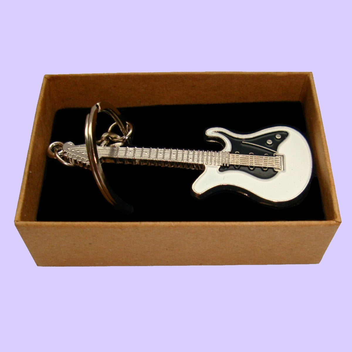 buy | Guitar | keyring | white | silver| shop | Bassin and Brown ...