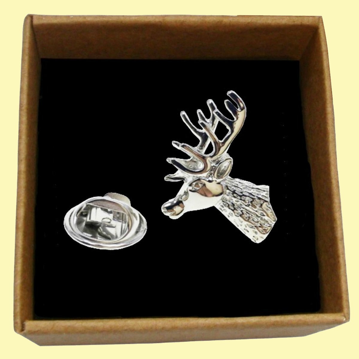 Shop |Stag | Lapel Pin| Silver |Tie Pin | Country| Bassin and Brown ...